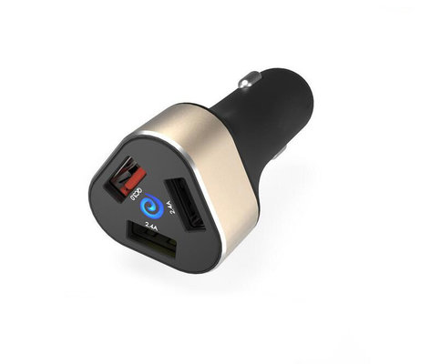 42W Quick Charge 3.0 Car Charger 12-24V Input 3 Port Type FCC ROSH Approval