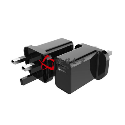Black Quick Charge 3.0 Charger UK Plug / Android Wall Charger GS CE Certificated
