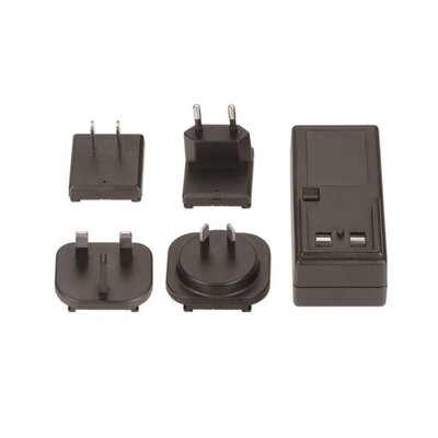 Black 9V 12V 24V 36V EN60601 Medical Power Adapter With Interchangeable Plug