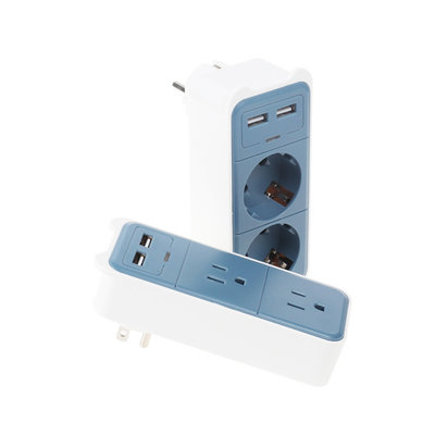PC + ABS Material 2 USB Power Strip Surge Protector With 2 AC Outlets