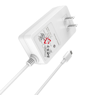 12V 3A 15V 3A 20V 2.25A USB C Cable Power Delivery Power Supply 45W US Plug  UL FCC