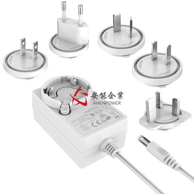24 Watt Interchangeable Power Adapter , 12V 24V1A AC Power Supply , UL GS CE ROHS
