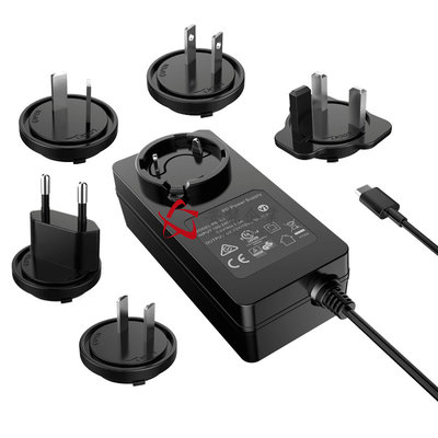 65W Interchangeable  Plug USB-C PD Power Adapter , SAA RCM PD Charger , Level VI