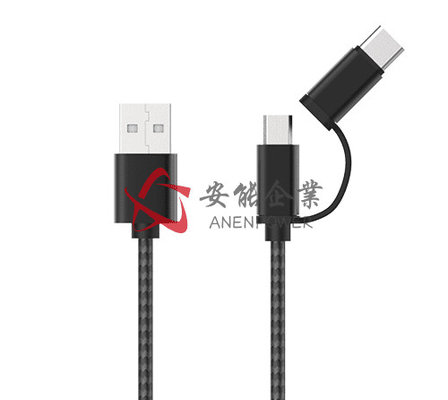 Universal Extension Fast Charging Cell Phone Data Cables 2 In 1 USB 3.1 Type C For Mobile Phone