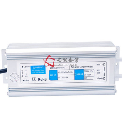 Constant Voltage 24V 80W Waterproof LED Driver , IP68 IP67 LED Power Supply