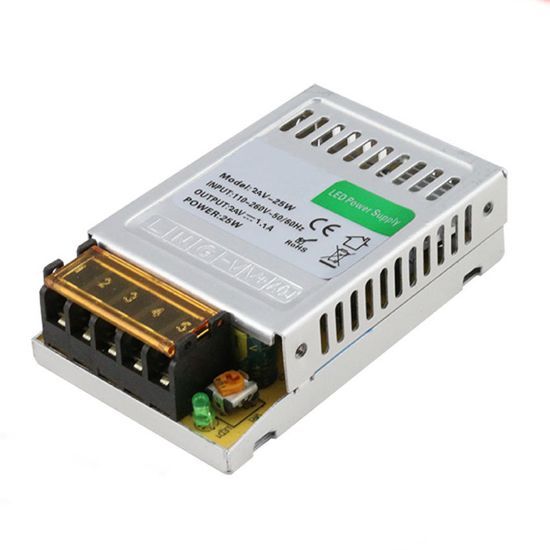 Low Ripple LED Switching Power Supply , 24V 25W Power Supply Switching 85% Efficiency