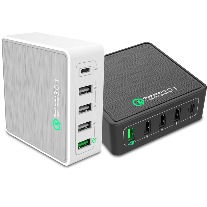 Intelligent 5V 10A 5 Port Home Charger With QC3.0 and Type-C For All Mobile Phone