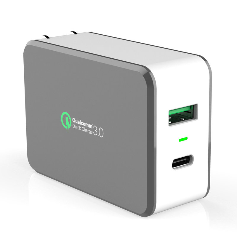 Type - C Quick Charge Usb Charger 2 USB Port 33W Wall Charger FCC CE Certification