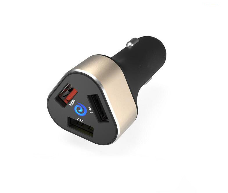 42W Quick Charge 3.0 Car Charger 12-24V Input 3 Port Type FCC ROSH Approval