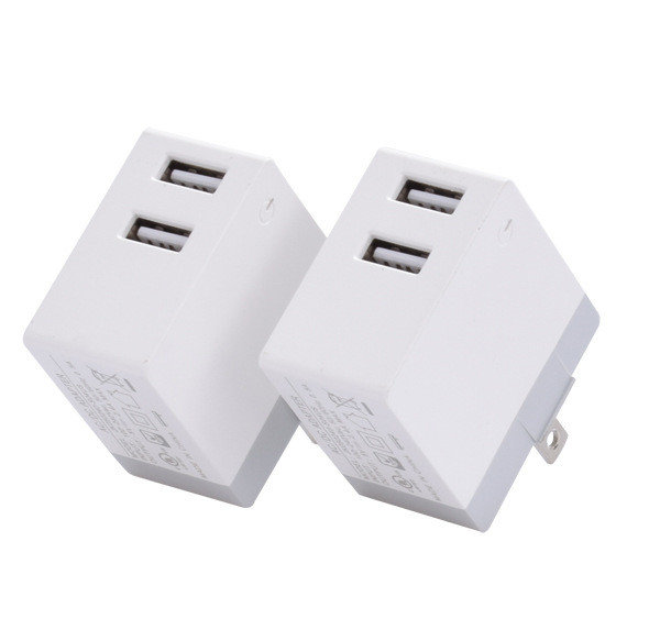Mobile Phone Double USB Charger Plug 5V 2.5A With Short Circuit Protection