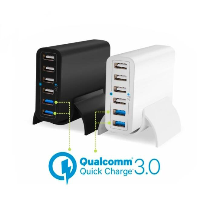 Include 2 Port QC3.0 6 Port Usb Desktop Charger , FCC CE Approval