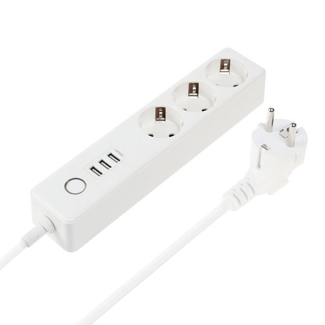 Travel Three USB Power Strip / 3 Outlet Power Bar Flame-Resistant