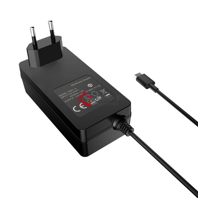DC5V 3A / 9V 65W Euro Plug USB C PD Charger / PD Power Supply Short circuit protection