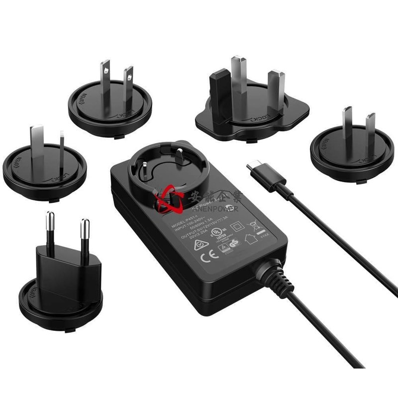 Interchangeable Plug USB-C PD Power Supply 45W , UL SAA GS  PD Charger , Level VI