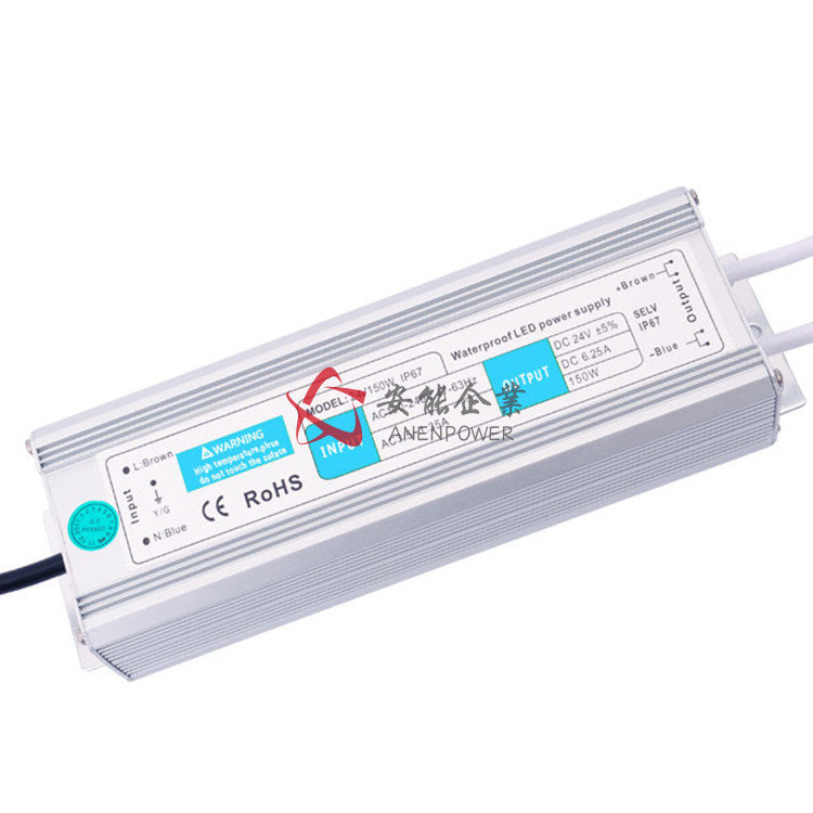 High Power 90-274V Waterproof LED Driver 24V 150W For LED Spotlight
