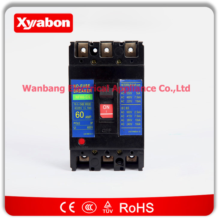 60 amp triple pole MCCB MCB circuit breaker trip 3 phase 60A Mitsubishi NF63-CS