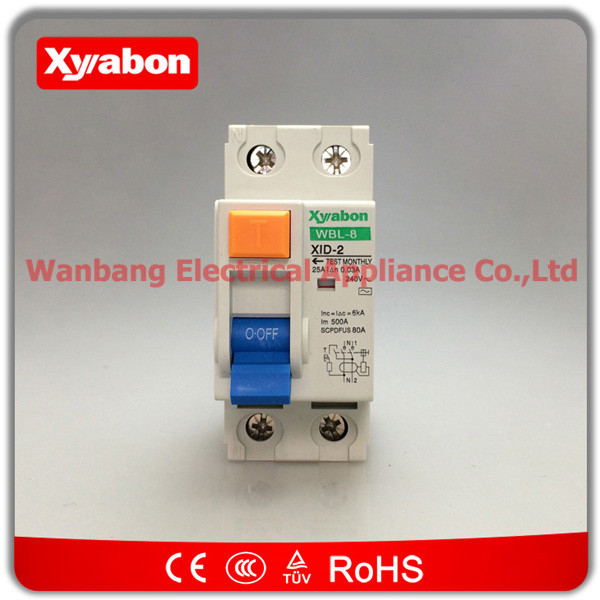OEM magnetic type WBL-8 2p 25a 30ma id rccb schneider model