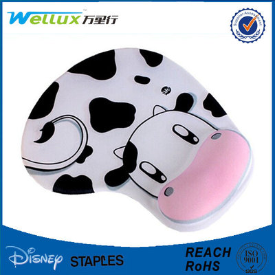 Milk Cow Comfortable Wrist Rest Mouse Pad Cute Memory Foam Mouse Mat 22mm Thick supplier