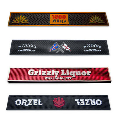 Embossed Logo Bar Rubber Drink Mats / Personalised Bar Runners ROHS Certification supplier