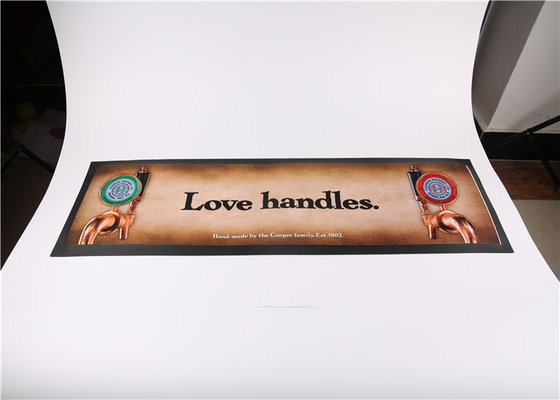 Personalized Custom Beer Bar Mats , Anti Slip Table Rubber Bar Runner 1.5MM supplier