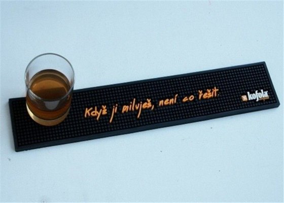 Embossed Logo Black Pvc / Rubber Bar Mats Soft Durable For Beer Promotion Gift supplier