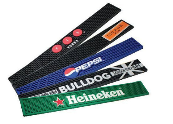 Embossed Logo Black Pvc / Rubber Bar Mats Soft Durable For Beer Promotion Gift supplier