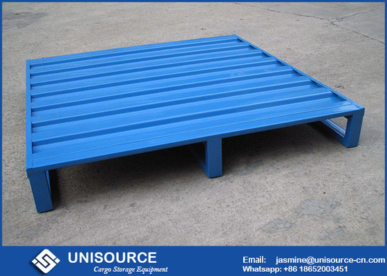 Blue Powder Coating Iron Warehouse Steel Pallet With 4 Side Forklift Entrance