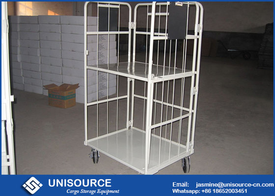 Warehouse Storage Steel Roll Container Wire Mesh Design Material Handling Trolley