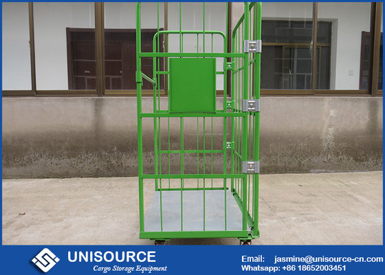 Roll Cage Container With Foldable Steel Basket , Medium Duty Wire Mesh Container