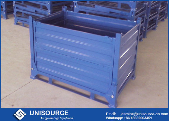 Powder Coated Foldable Metal Box Heavy Duty Metal Storage Box For Warehouse