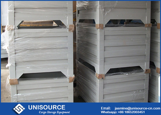 Material Handling Metal Pallet Boxes With Wheels , Stackable Pallet Cages Turnover Box