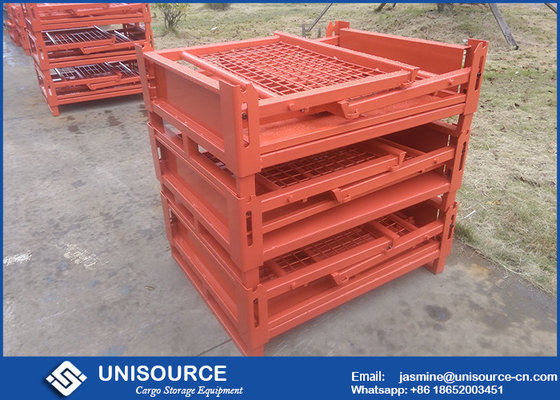 Stackable Foldable Metal Box Industrial Steel Pallet Cages For Logistics Transport