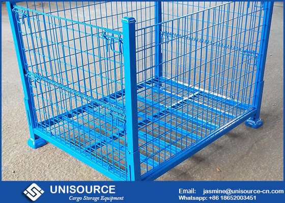 Easily Removable Wire Mesh Container Foldable Metal Mesh Cage With Forklift