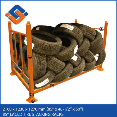 Adjustable Light Truck Tire Storage Rack 2400 Lbs Load With Removable Posts