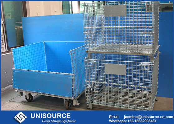 800 * 600 * 640 mm Steel Wire Cage Warehouse Cargo Storage For Racking System