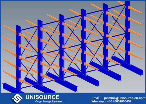 Structural I - Beam Steel Cantilever Storage Racks For Long Length Materials Storing