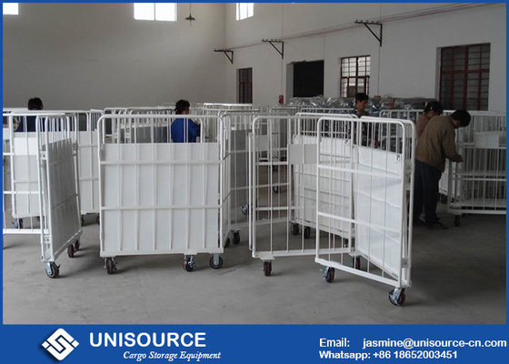 Supermarkets Collapsible Steel Containers , 500Kg Load Warehouse Cage Trolley