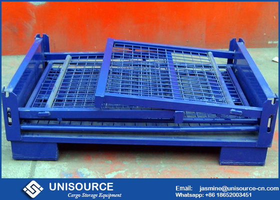 Powder Coated Foldable Metal Box Heavy Duty Metal Storage Box For Warehouse