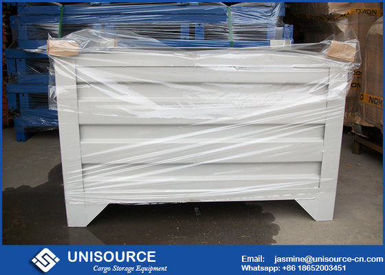Material Handling Metal Pallet Boxes With Wheels , Stackable Pallet Cages Turnover Box