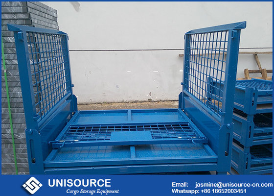 Galvanized Turnover Steel Mesh Box , Large Metal Storage Boxes For Material Handling