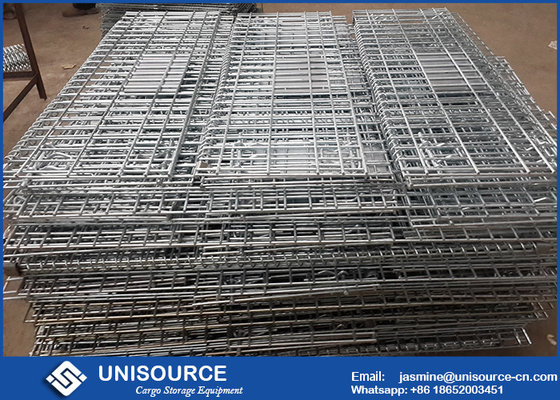 Stackable Steel Galvanized Metal Wire Mesh , Steel Pallet Cages For Warehouse Storage