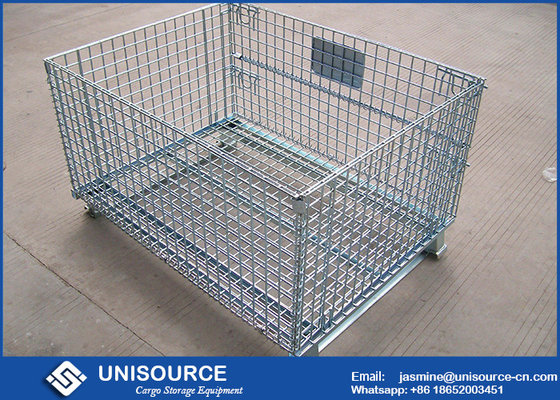 Easily Removable Wire Mesh Container Foldable Metal Mesh Cage With Forklift