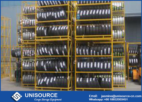 Pallet Storage Shelves OEM , Powder Coated Steel Stacking Racks For Tyre