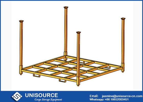 Yellow Color Stacking Tire Rack , Collapsible Two Level Stacking Steel Storage Racks