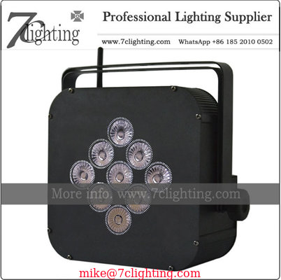 9LEDs RGBWA-UV Flat LED PAR Light Battery Powered Wireless WiFi Control LED up-Lighting Stage Light supplier