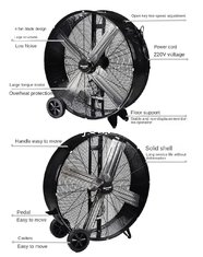 Handpushed industrial electric fan, safe and durable. Provincial tram room, basketball court, gym, cooling fan factory