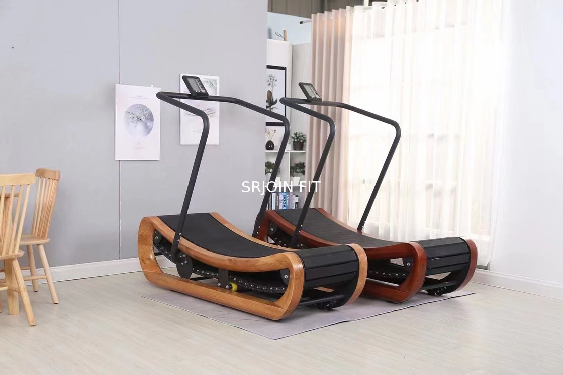 SRJOIN FIT wooden curve treadmill curved shape treadmill OEM gym equipment