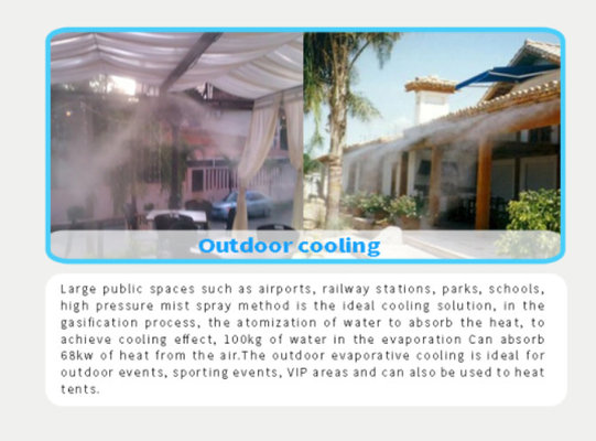 Outdoor High Pressure Water Mist System Brass Nozzles High Pressure Fog System