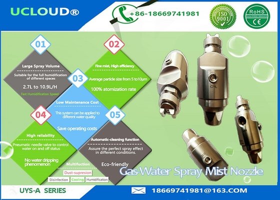 Ucloud Outdoor Fogging Nozzles Low Pressure 1μm To 20μm With CE Certification