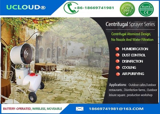 Outdoor Battery Powered Misting Fan With Water Spray For Greenhouse Humidification